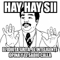 Meme Ay Si - hay hay sii el idiota grita, el inteligente opina y el ...