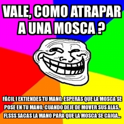 Meme Troll - vale, como atrapar a una mosca ? fácil ! extiendes tu mano ...