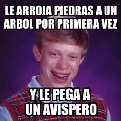 Meme Bad Luck Brian - le arroja piedras a un arbol por primera vez y le ...