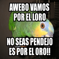 Meme Personalizado - awebo vamos por el loro no seas pendejo es por el ...