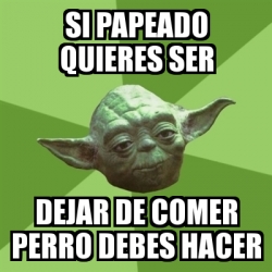 Meme Yoda - SI PAPEADO QUIERES SER DEJAR DE COMER PERRO DEBES HACER ...