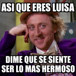 Meme Willy Wonka - asi que eres luisa dime que se siente ser lo mas ...