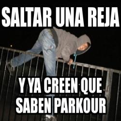 Meme Personalizado - saltar una reja y ya creen que saben parkour - 1117447