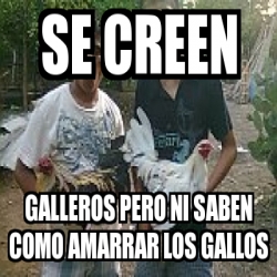 Meme Personalizado - se creen galleros pero ni saben como amarrar los ...