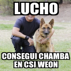 Meme Personalizado - lucho CONSEGUI CHAMBA EN CSI WEON - 1741250