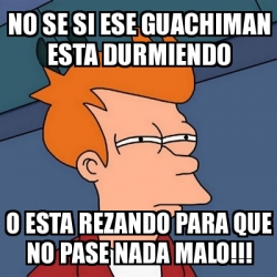 Meme Futurama Fry - no se si ese guachiman esta durmiendo o esta ...