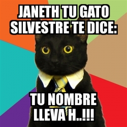 Meme Business Cat - Janeth Tu gato silvestre te dice: Tu nombre lleva H ...