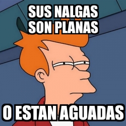 Meme Futurama Fry - sus nalgas son planas o estan aguadas - 10265405