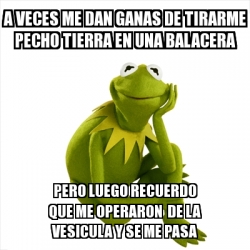 Meme Kermit the frog - A veces me dan ganas de tirarme pecho tierra en ...