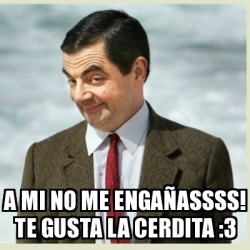 Meme Mr Bean - a mi no me engaÃ±assss! te gusta la cerdita :3 - 14179822