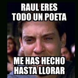 Meme crying peter parker - raul eres todo un poeta me has hecho hasta ...