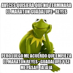 Meme Kermit the frog - aveces quisiera que no terminara el maraton ...