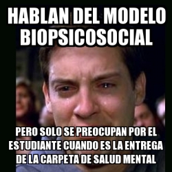 Meme crying peter parker - hablan del modelo biopsicosocial pero solo ...