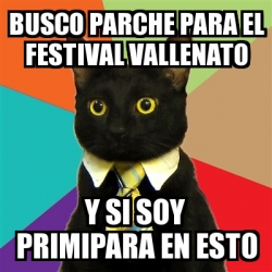 Meme Business Cat - busco parche para el festival vallenato y si soy ...