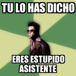 Meme Tyler Durden - tu lo has dicho eres estupido Asistente - 16734977