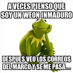 Meme Kermit the frog - a veces pienso que soy un weon inmaduro despues ...