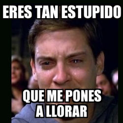 Meme crying peter parker - ERES TAN ESTUPIDO QUE ME PONES A LLORAR ...