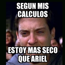 Meme crying peter parker - SEGUN MIS CALCULOS ESTOY MAS SECO QUE ARIEL ...