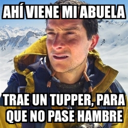 Meme Bear Grylls - ahÃ­ viene mi abuela trae un tupper, para que no ...