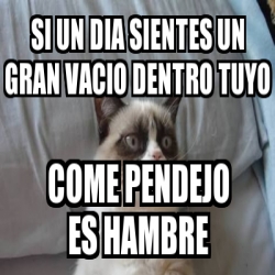Meme Personalizado - Si un dia sientes un gran vacio dentro tuyo Come ...