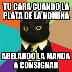 Meme Business Cat - TU CARA CUANDO LA PLATA DE LA NOMINA ABELARDO LA ...