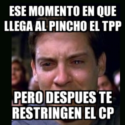 Meme crying peter parker - ese momento en que llega al pincho el TPP ...