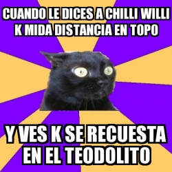 Meme Anxiety Cat - cuando le dices a chilli willi k mida distancia en ...