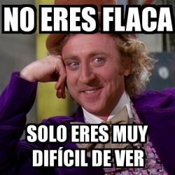 Meme Willy Wonka - No eres flaca Solo eres muy difÃ­cil de ver - 21861027
