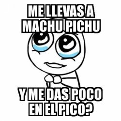 Meme Por favor - me llevas a machu pichu y me das poco en el pico ...