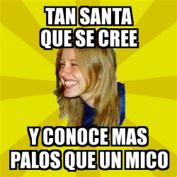 Meme Trologirl - tan santa que se cree y conoce mas palos que un mico ...
