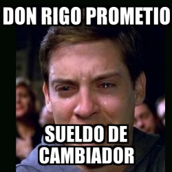Meme crying peter parker - Don rigo prometio Sueldo de cambiador - 22599619
