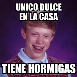 Meme Bad Luck Brian - UNICO DULCE EN LA CASA TIENE HORMIGAS - 23069282