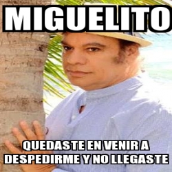 Meme Personalizado - miguelito quedaste en venir a despedirme y no ...
