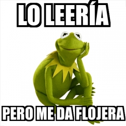 Meme Kermit the frog - Lo leerÃ­a Pero me da flojera - 24934054