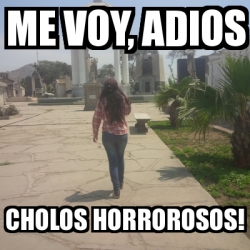 Meme Personalizado - me voy, adios cholos horrorosos! - 24996286
