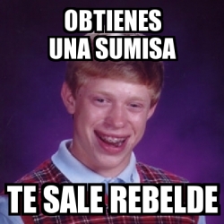 Meme Bad Luck Brian - obtienes una sumisa te sale rebelde - 25171076