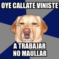 Meme Perro Racista - OYE CALLATE VINISTE A TRABAJAR NO MAULLAR - 25604463