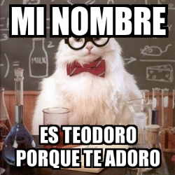 Meme Chemistry Cat - mi nombre es teodoro porque te adoro - 25827218