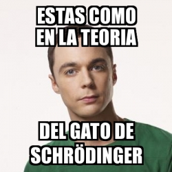 Meme Sheldon Cooper - ESTAS COMO EN LA TEORIA DEL GATO DE schrÃ¶dinger ...