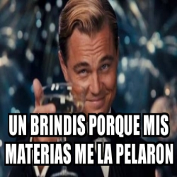 Meme Personalizado - Un brindis porque mis materias me la pelaron ...