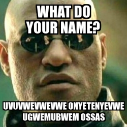 Meme What If I Told You - what do your name? Uvuvwevwevwe Onyetenyevwe ...