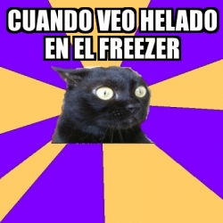 Meme Anxiety Cat - Cuando veo helado en el freezer - 28270157
