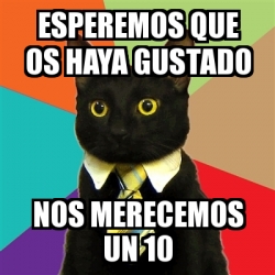 Meme Business Cat - Esperemos que os haya gustado nos merecemos un 10 ...