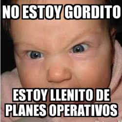 Meme Bebe furioso - no estoy gordito estoy llenito de planes operativos ...