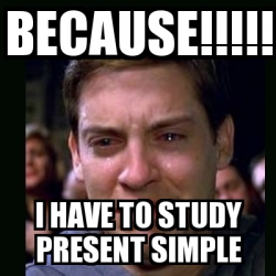 Meme crying peter parker - Because!!!!! I have to study present simple ...