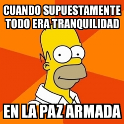 Meme Homer - CUANDO SUPUESTAMENTE TODO ERA TRANQUILIDAD EN LA PAZ ...