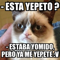 Meme Grumpy Cat - - Esta Yepeto ? - Estaba Yomido, pero ya me yepete :v ...
