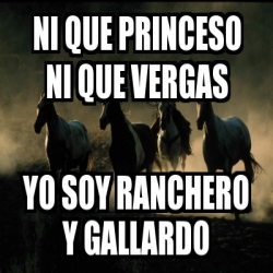 Meme Personalizado - Ni Que Princeso Ni Que Vergas Yo Soy Ranchero Y ...