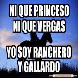 Meme Personalizado - Ni Que Princeso Ni Que Vergas Yo Soy Ranchero Y ...