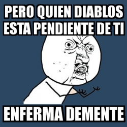 Meme Y U No - PERO QUIEN DIABLOS ESTA PENDIENTE DE TI ENFERMA DEMENTE ...